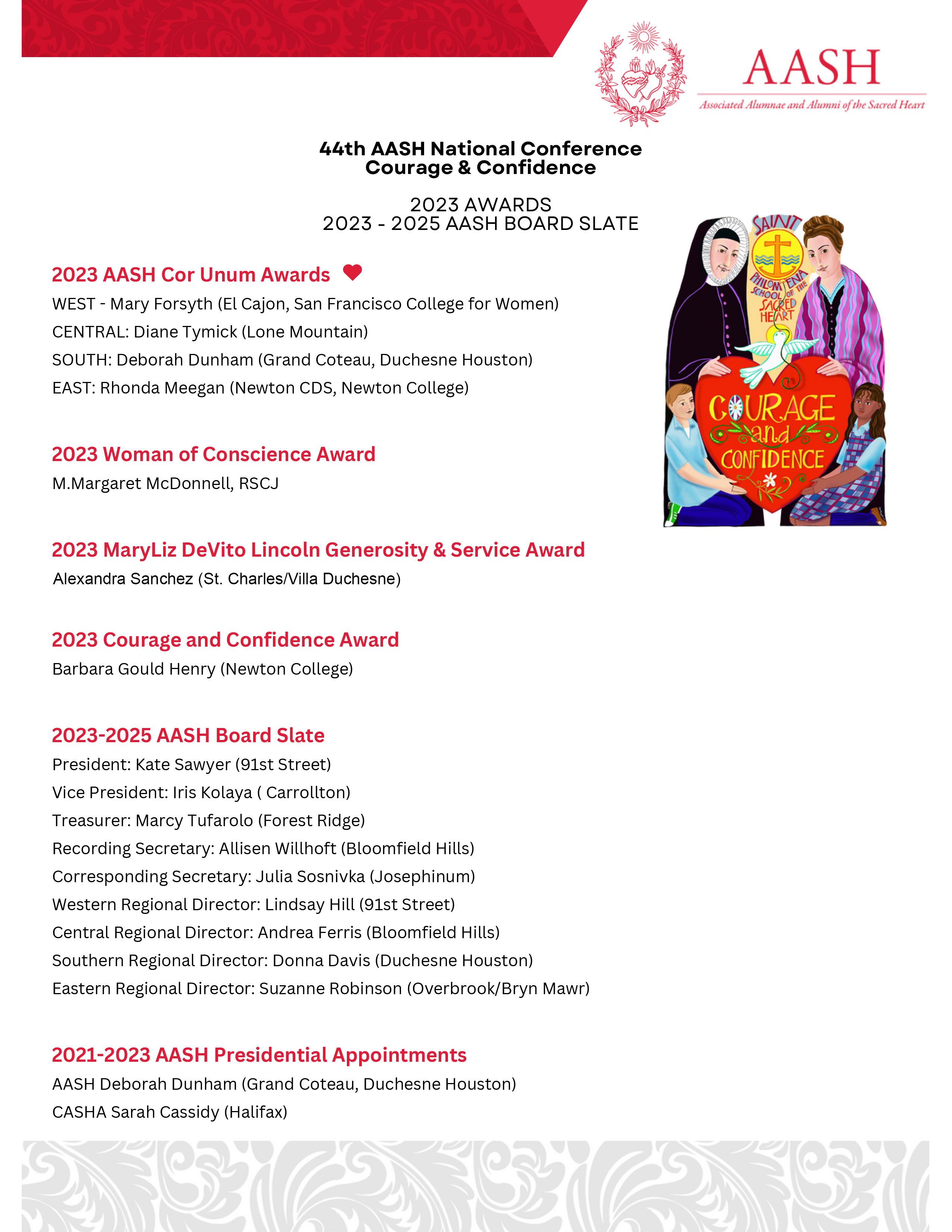 Conference Awards and Board Slate | AASH - Associated Alumnae & Alumni ...